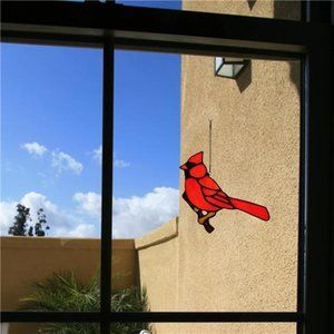 Accents | Red Cardinal Bird On Branch Stained Glass Window Hangings Red ...